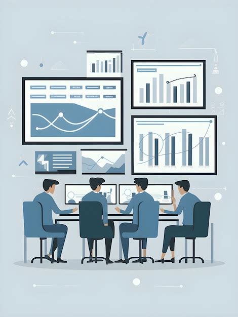 Premium Vector Business Analytics Team Working With Big Data Visualizations On Multiple