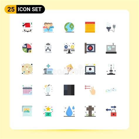 Group Of 25 Modern Flat Colors Set For School Notebook Team World International Stock Vector