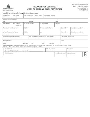 2021 2026 Form Az Request For Certified Copy Of Birth Certificate