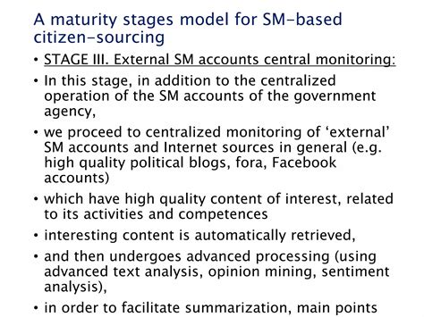 A Maturity Stages Model For SM Based Citizen Sourcing The EU Community Project PPT