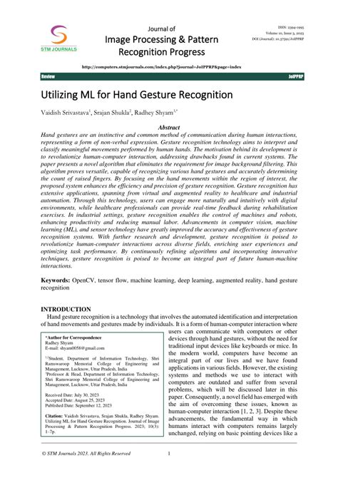 Pdf Utilizing Ml For Hand Gesture Recognition