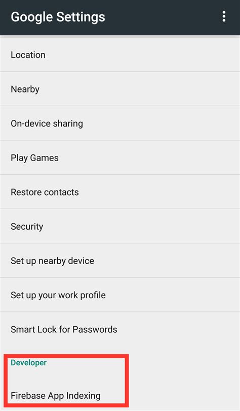 What Is Firebase App Indexing Under Google Services Settings Sample Code And Directory Of