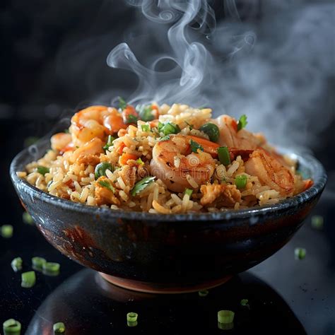 A Steamy Bowl Of Shrimp And Rice A Staple Food In Cuisine Stock Image