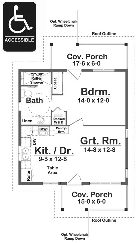 Handicap Accessible House Plan 1 Bedrms 1 Baths 637 Sq Ft 177 1075