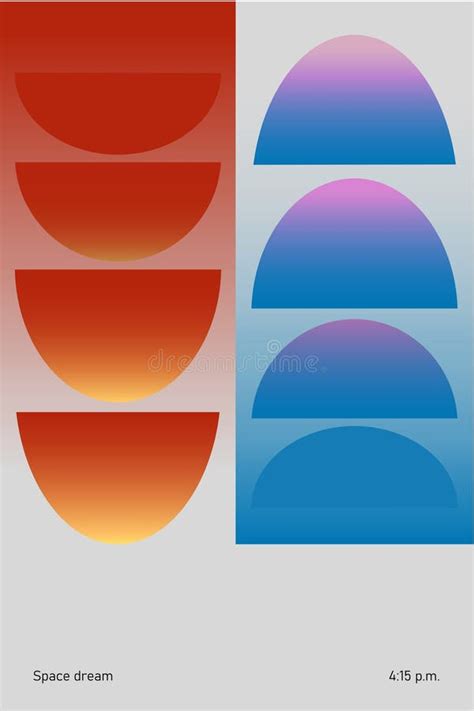 Gradient Colorful Abstract Geometric Shapes Semicircles In Warm And