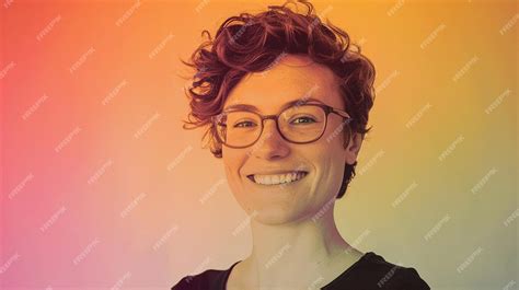 Headshot of a Smiling Historian with Solid Gradient Background | Premium AI-generated image