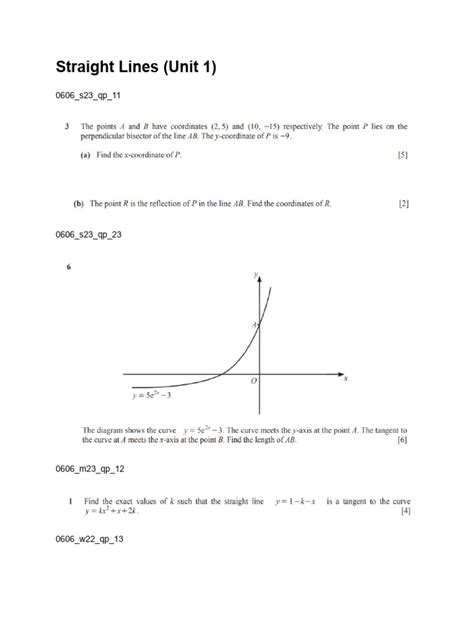 unit 1 straight lines worksheet igcse additional mathematics pdf