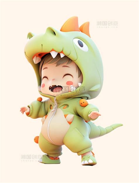 3d可爱龙头套儿童人物龙宝宝免扣素材 花瓣网
