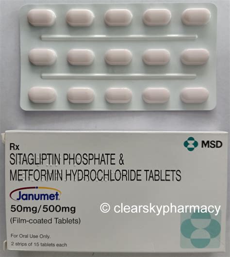 Janumet 50500 Mg And 501000 Mg Sitagliptin Phosphate And Metformin