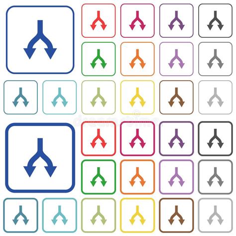 Split Arrows Down Outlined Flat Color Icons Stock Vector Illustration Of Junction Cleaving