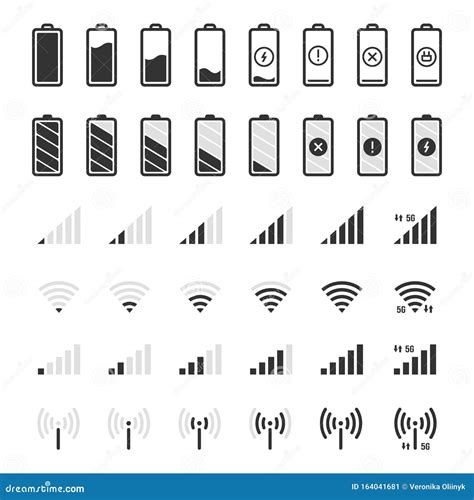 Battery And Connection Icons Smartphone Charge Level Wifi And Gsm