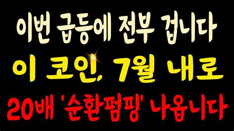 이번 급등에 전부 겁니다 이 코인 7월 내로 20배 순환펌핑 나옵니다 가상화폐 비트코인 도지코인 주식 리플