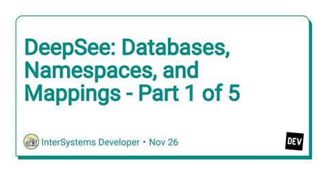 Deepsee Databases Namespaces And Mappings Part 1 Of 5 Rdevto