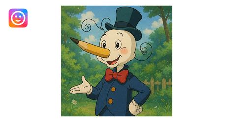 Mr Squiggle Whimsical Cartoon Character With A Pencil Nose Playful
