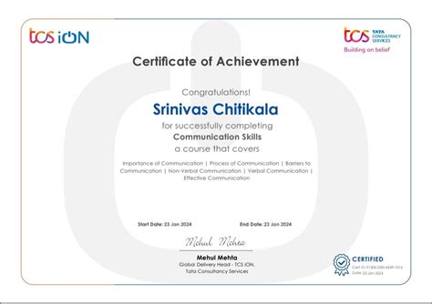 Sai Srinivas On Linkedin Completed Five Certifications From The Tcs