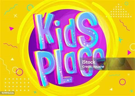 애 들 만화 스타일에 벡터 배너를 배치합니다 어린이 놀이방 장식 밝은 그림 아이 들 게임 룸에 대 한 재미 있는 간판 생일 파티 교실 운동장을 위한 노란 배경 0명에 대한