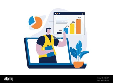 Data Analysis Concept With People Scene In Flat Cartoon Design Man