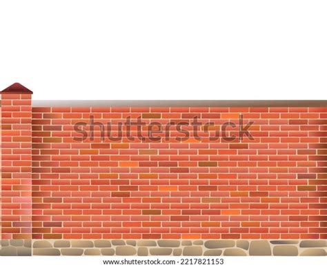 Brick Fence Columns Stone Foundation Horizontal Stock Vector Royalty