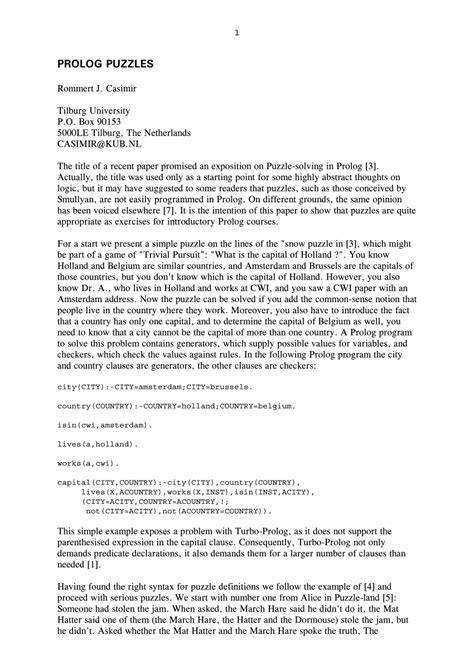 Pdf Prolog Puzzles