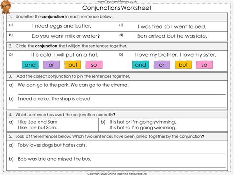 Co Ordinating Conjunctions Year 2 Teaching Resources