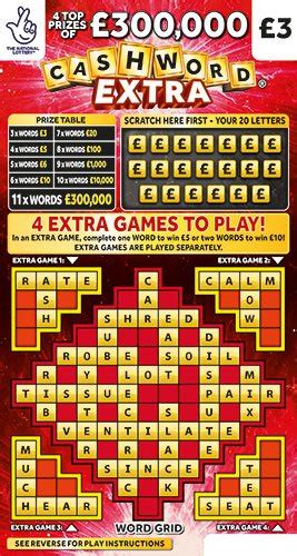 Cashword Extra Red 2023 Scratchcard Lotto Scratchcards