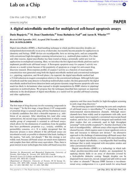 Pdf A Digital Microfluidic Method For Multiplexed Cell Based