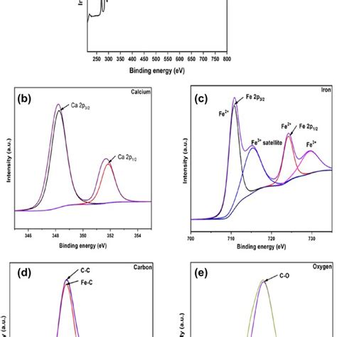 A Overall Xps Spectra And Deconvoluted Spectra Of B Calcium C