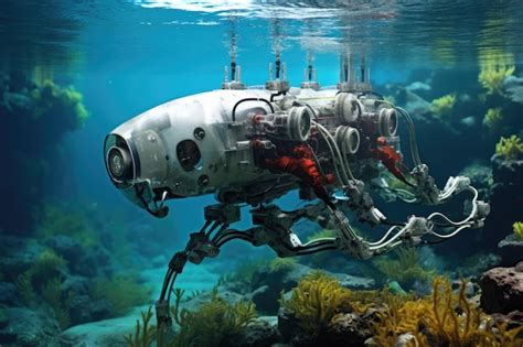 Premium Ai Image Biohybrid Robot Underwater Exploring Marine Life