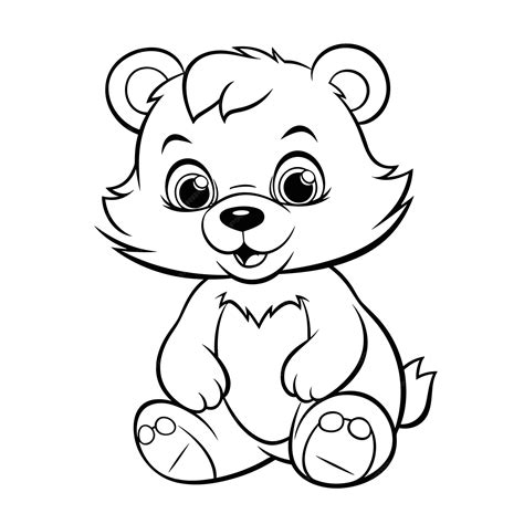 아이들을 위한 귀여운 곰 색칠 페이지 손으로 그린 곰 개요 그림 프리미엄 벡터 프리미엄 Ai 생성 벡터
