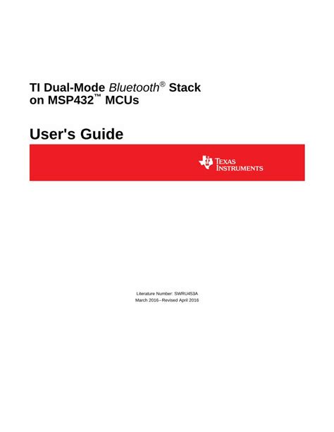 Pdf Ti Dual Mode Bluetooth Stack Mcus Farnell Element14 · Ti Dual Mode Bluetooth® Stack On