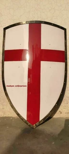 Medieval Crusader Shield Battle Knight Templar Red Cross Design Warrior Medieval Crusader Shield Battle Knight Templar Red Cross Design Warrior