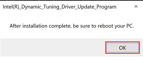 Intel® Dynamic Tuning Driver Ver871080125109” Update Program