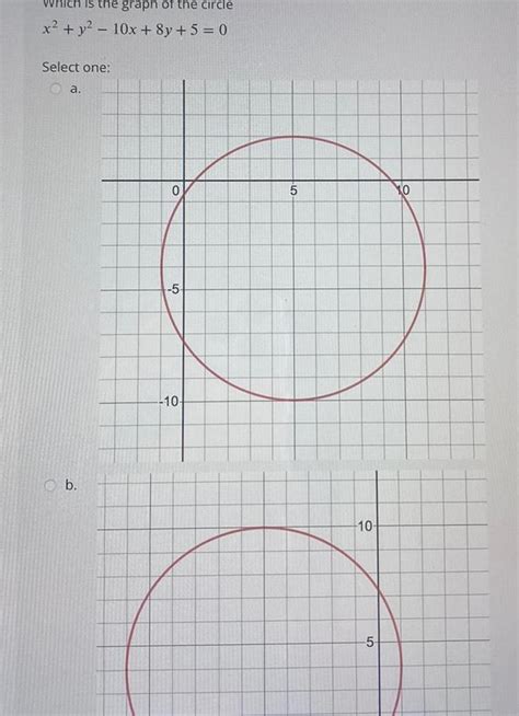 [answered] Which Is The Graph Of The Circle X Y 10x 8y 5 0 Select One Kunduz