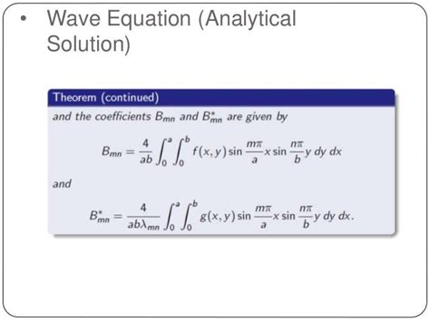 2 Dimensional Wave Equation Analytical And Numerical Solution