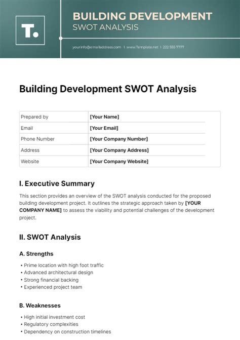 Free Building Development Swot Analysis Template To Edit Online