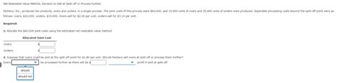 solved net realizable value method decision to sell at