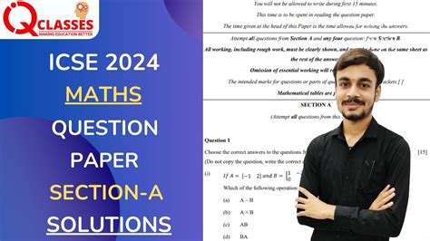 Icse Class X Section A Specimen Paper 2024 Solutions Youtube