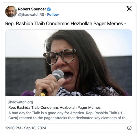 “its Disgusting” Cries Congressmuslim Rashida Tlaib D Mi Over The