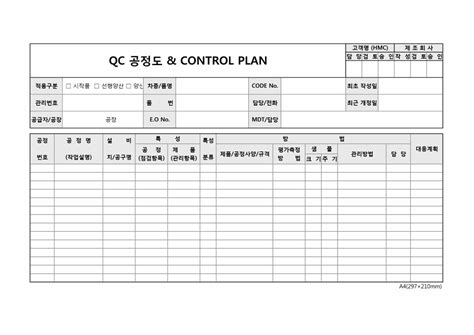 Qc공정도 및 Control Plan2앞면 다운로드 무제한 이용가능 맞춤제작서비스제공 중소기업용 쉬운 관리프로그램칼퇴근