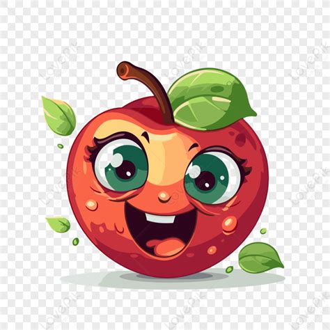 Apple Clipart Colorful Cartoon Apple With Green Eyes And Leaves Vector