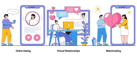 online dating virtual relationships matchmaking concept with character digital romance