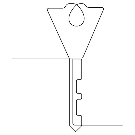 Premium Vector Continuous One Line Art Drawing Key Vector Outline Art Illustration