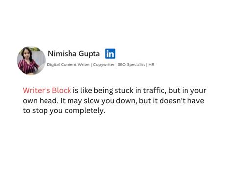 nimisha gupta on linkedin writerblock contentwriter