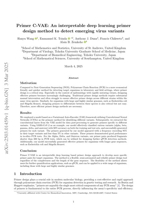 Pdf Primer C Vae An Interpretable Deep Learning Primer Design Method To Detect Emerging Virus
