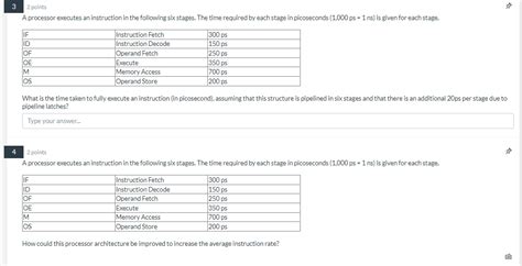 Solved 3 Too 2 Points A Processor Executes An Instruction In