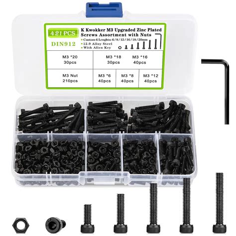 420pcs M3 Nuts And Bolts Assortment Kit Hex Socket Head Cap Machine M3