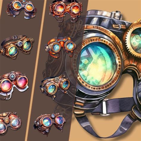 Steampunk Goggle Clipart Bundle High Resolution Png Files Etsy