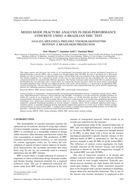 Pdf Mixed Mode Fracture Analysis In High Performance Concrete Using A