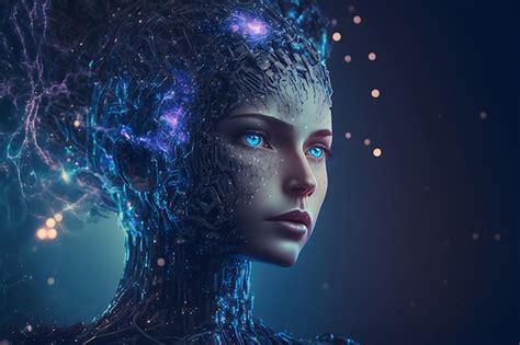 Premium Ai Image Modern Futuristic Female Humanoid Robot Portrait