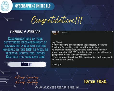 Cybersapiens Congratulation Bharat On Reporting The New